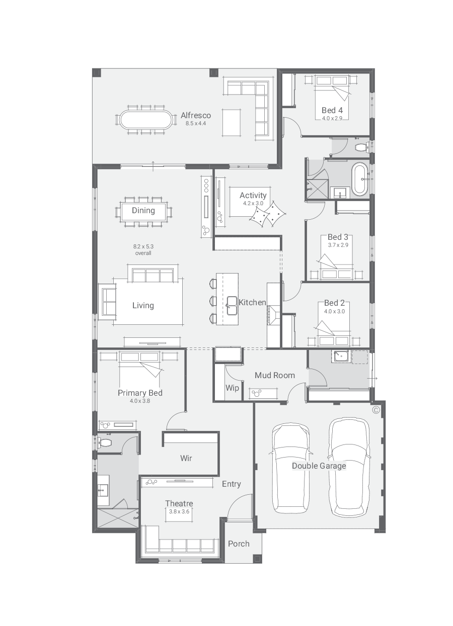 Harbour 4 X 2 New House Design Perth | View Floor Plan